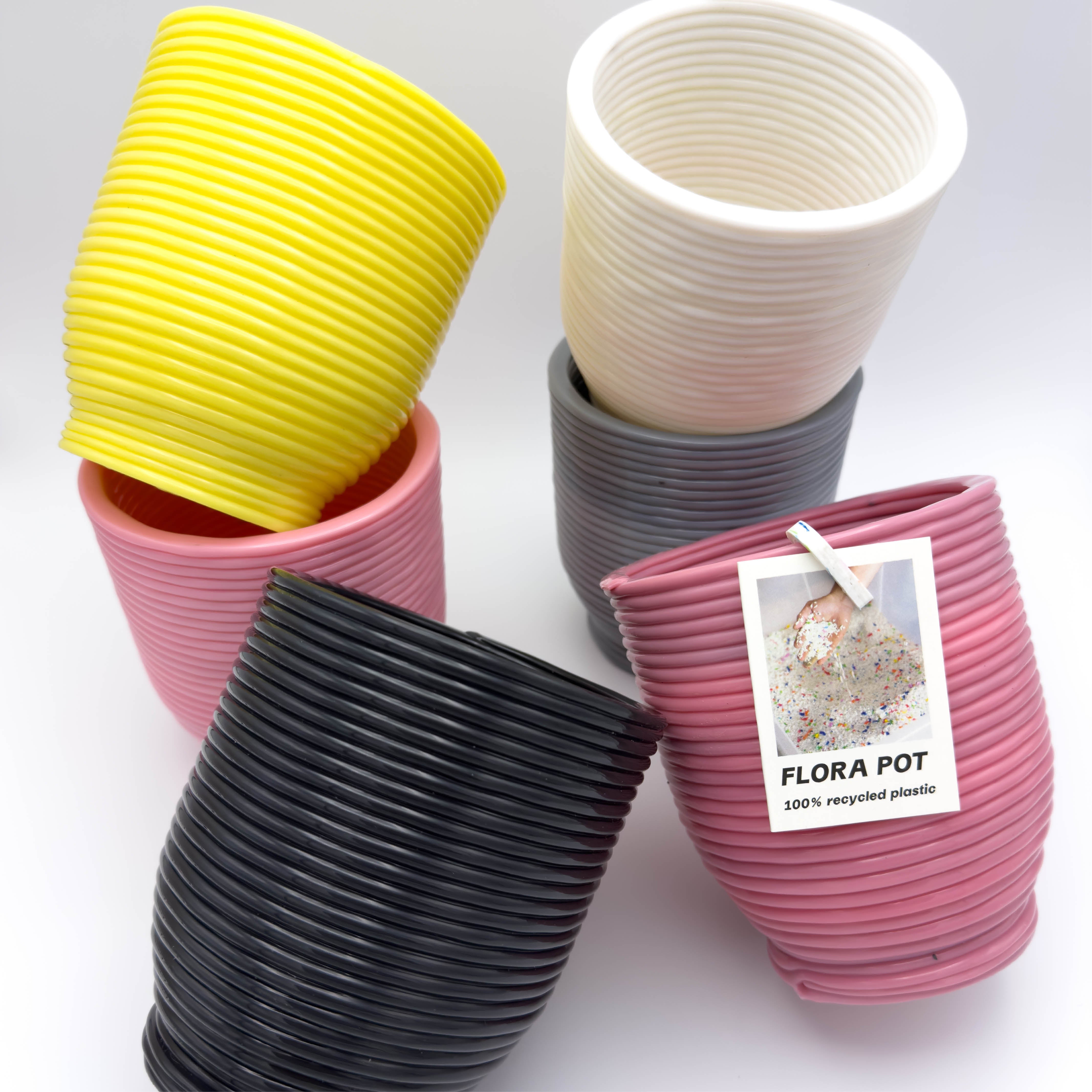 Grár Flora Pot - Plastplan – Sjoppan Vöruhús